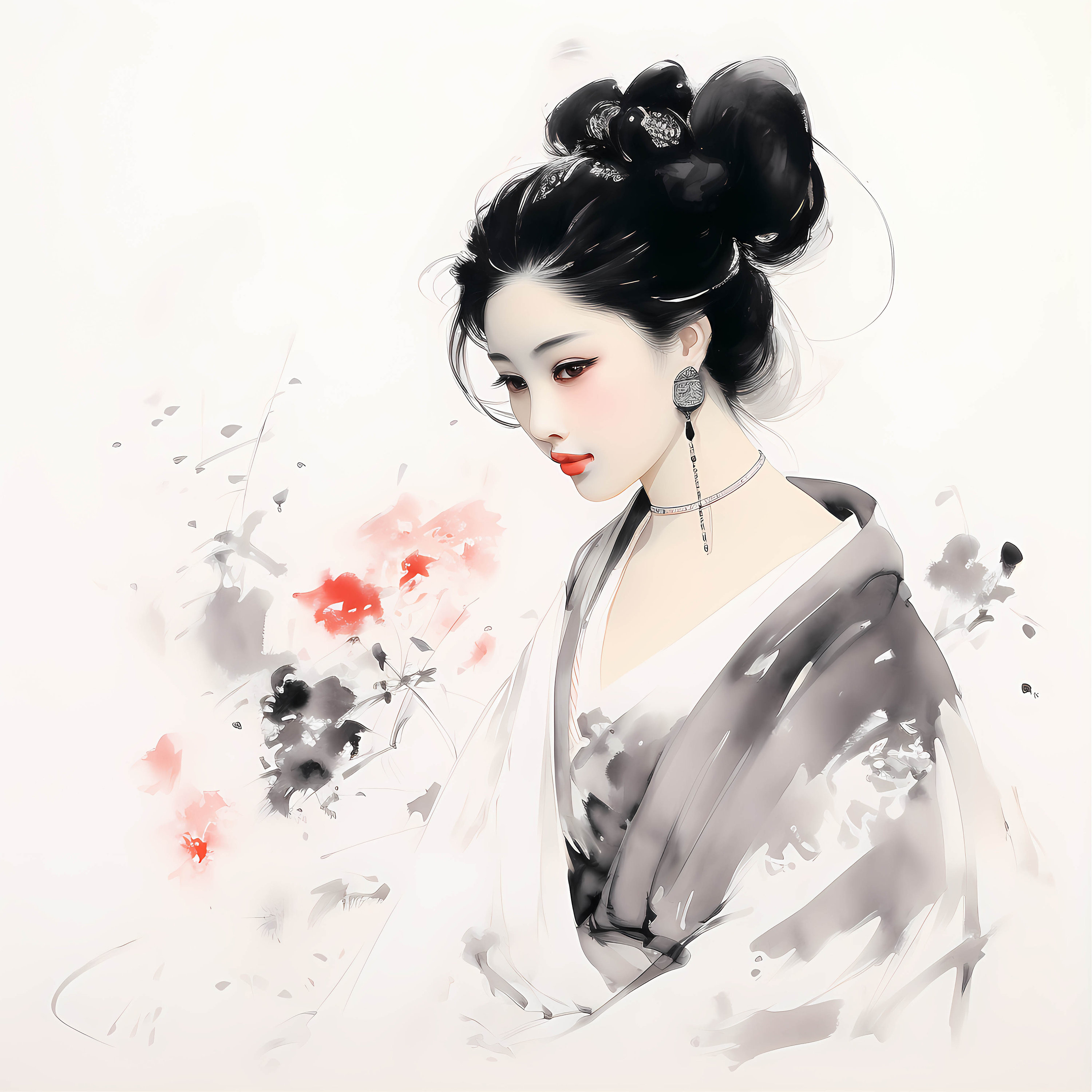 Traditional Chinese Woman Painting Clipart Bundle, Minimalist ...