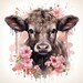 Floral Cow Clipart, Cute Cow Flower Printable, Boho Floral Western Cow ...