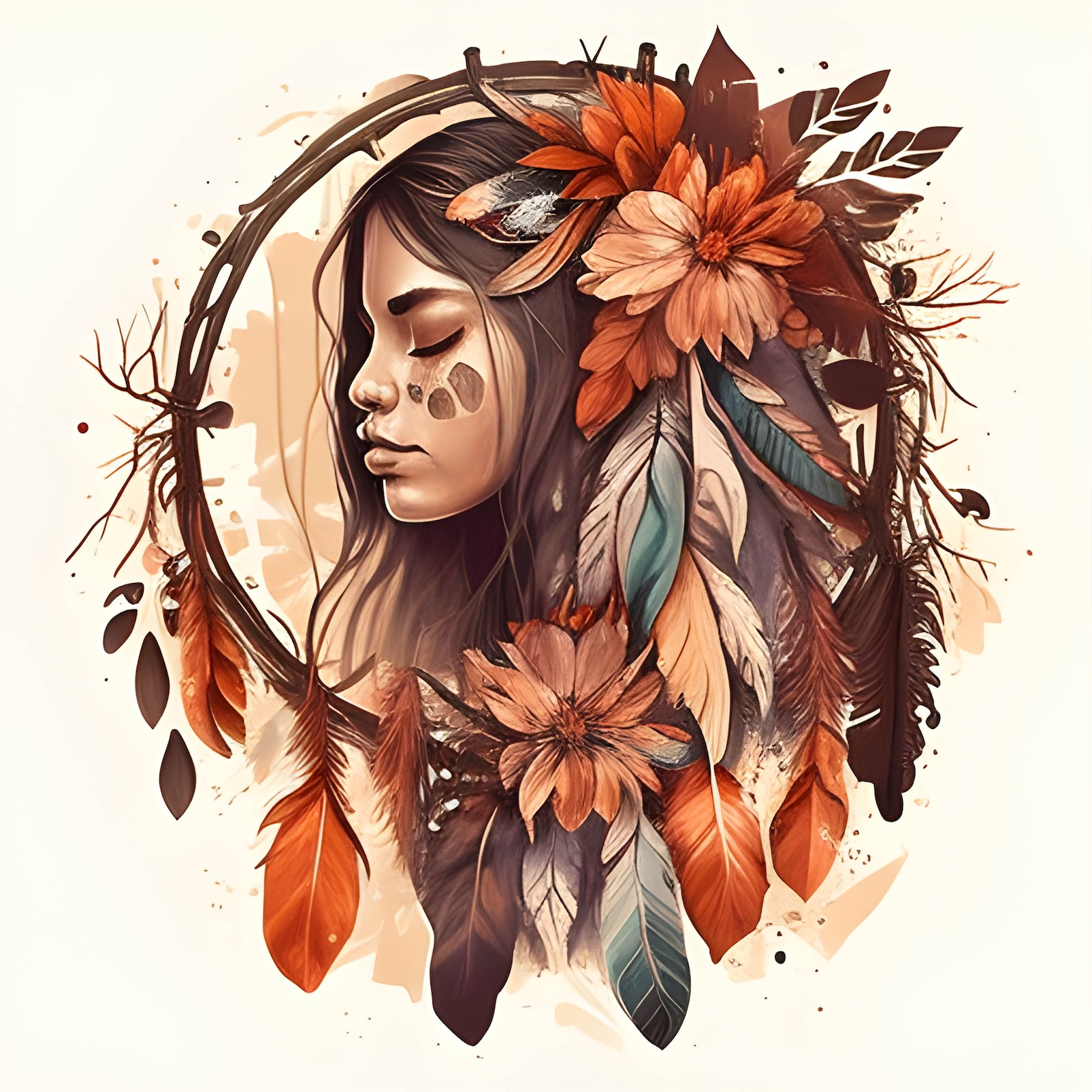 Boho Watercolor Dreamcatchers Clipart, Tribal, Feathers, Boho Style, Native America, Handpainted ...