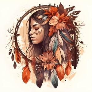 Boho Watercolor Dreamcatchers Clipart, Tribal, Feathers, Boho Style ...