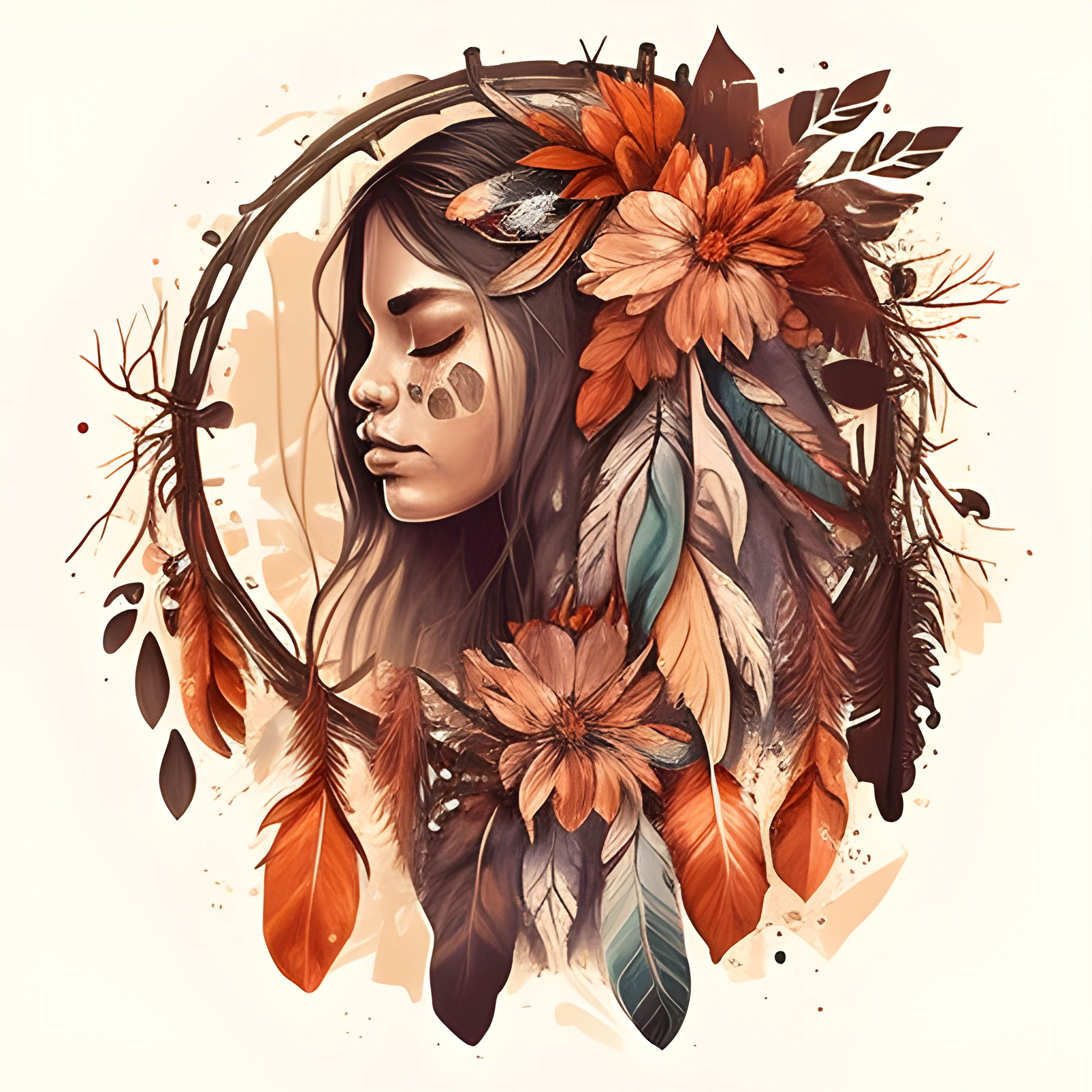 Boho Watercolor Dreamcatchers Clipart Tribal Feathers Boho - Etsy