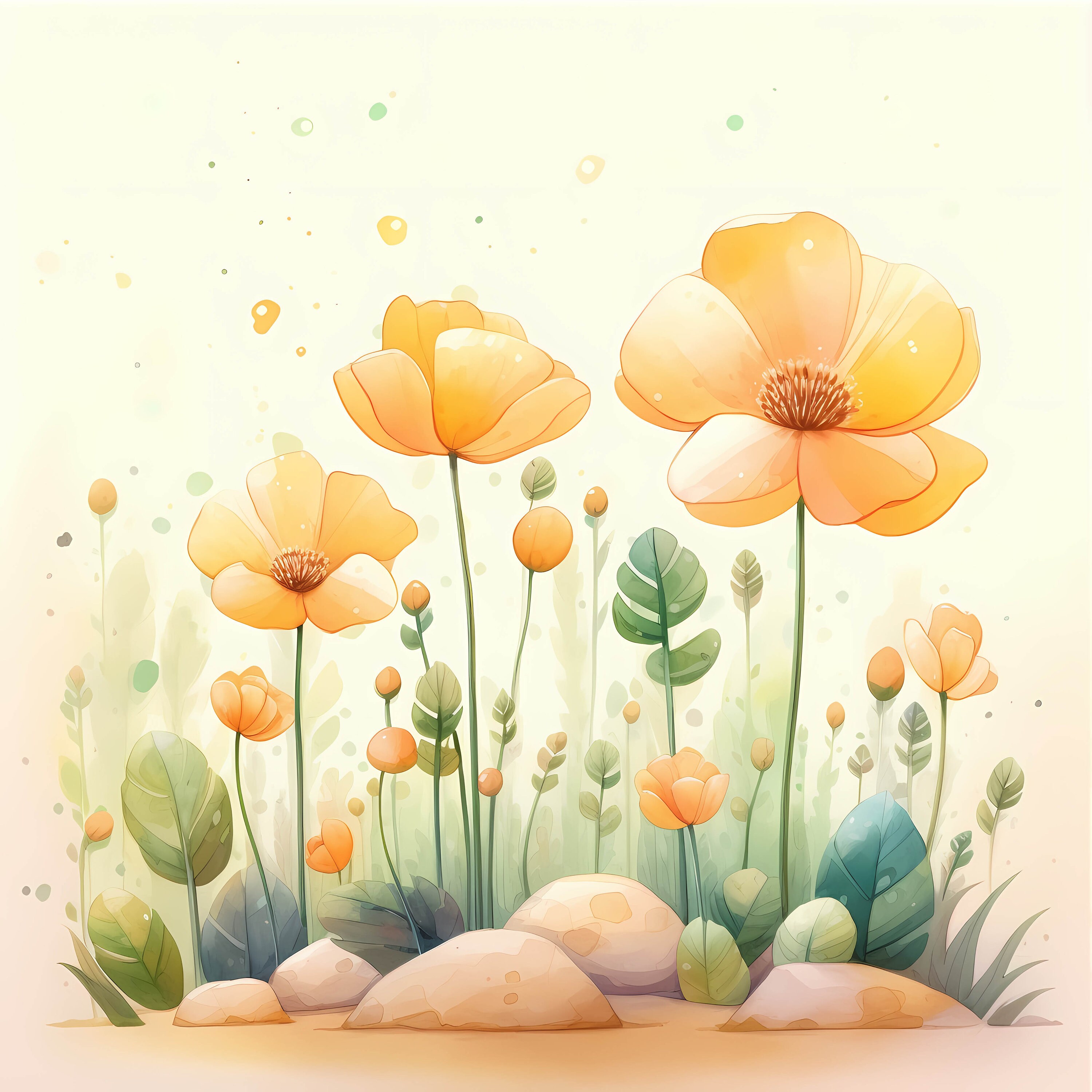 Spring Flowers Watercolor Clipart, Watercolor Floral Daisy Bundle ...