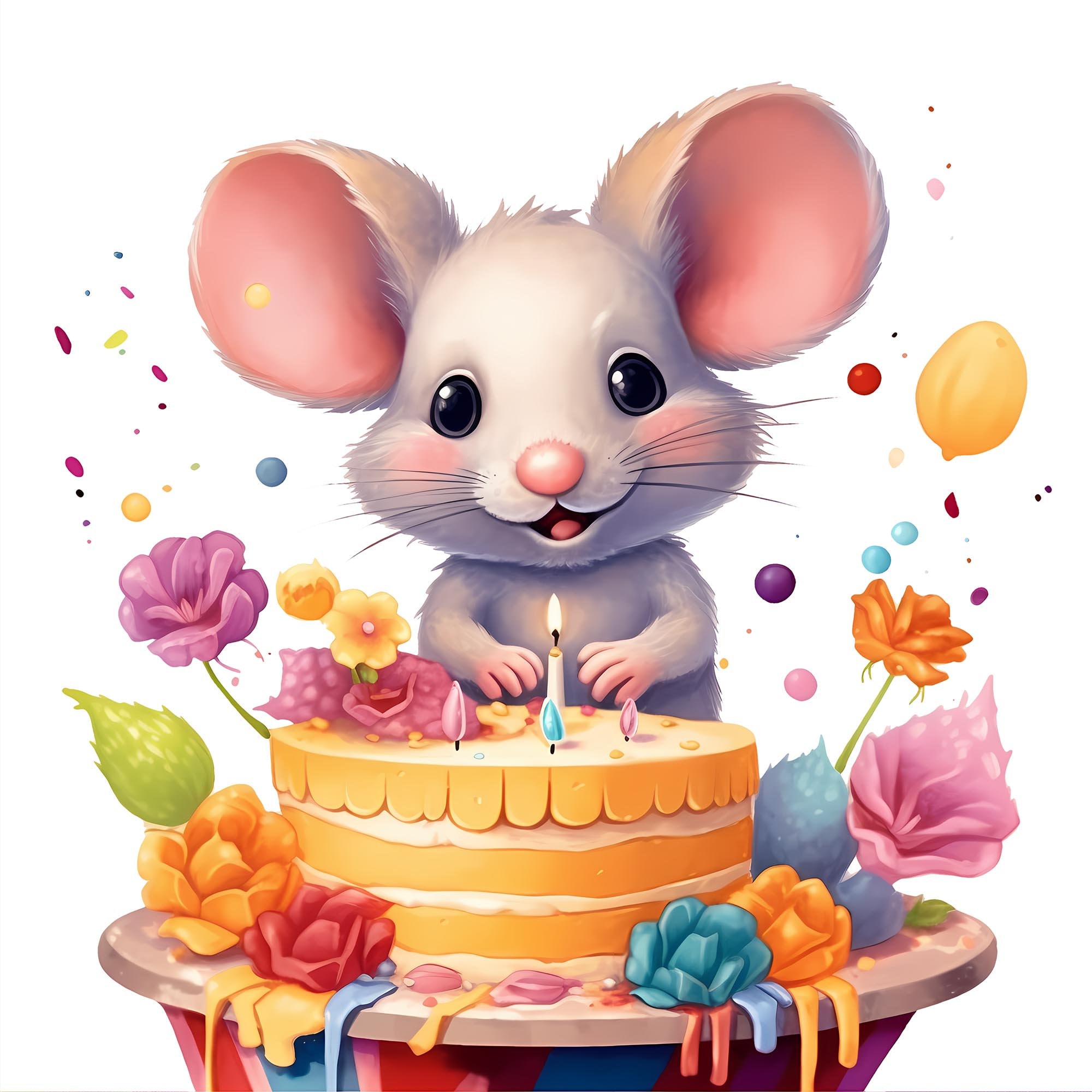 Cute Mouse With Birthday Cake PNG Clipart Bundle, Birthday Cake With ...