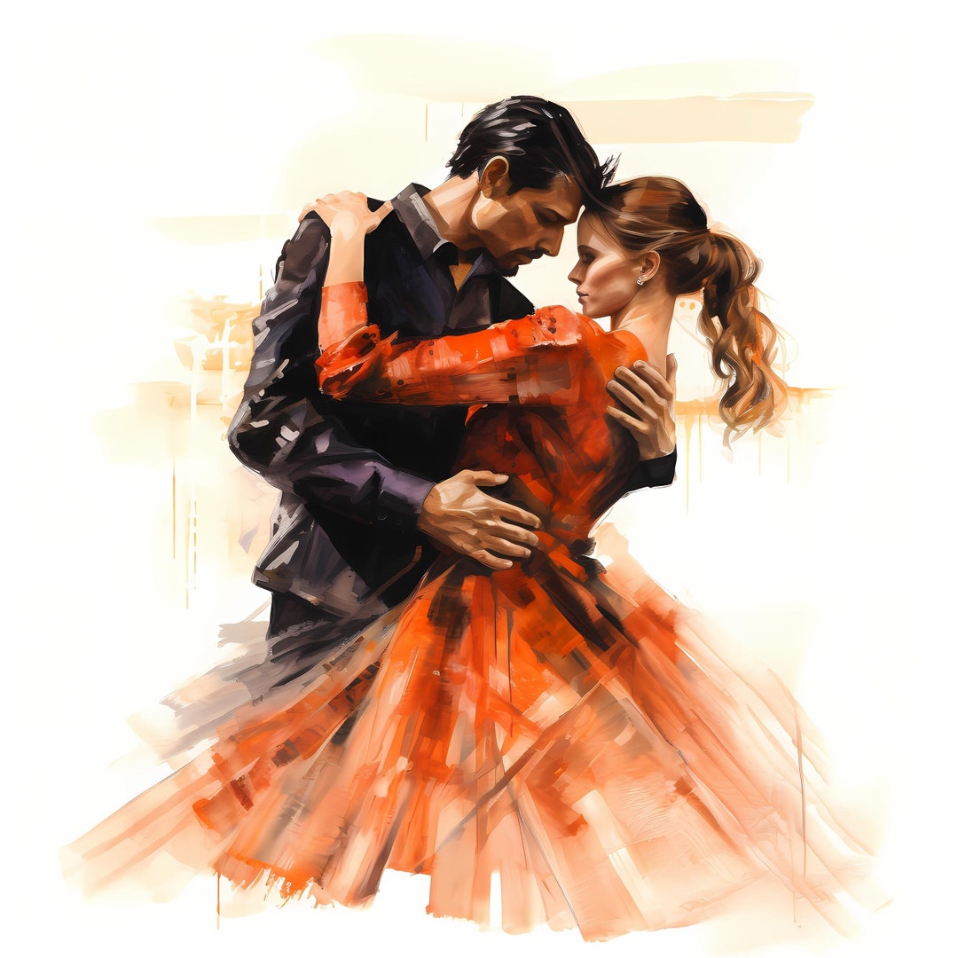 Romantic Dancing Couple Watercolor Clipart Bundle, Beautiful Dancing ...