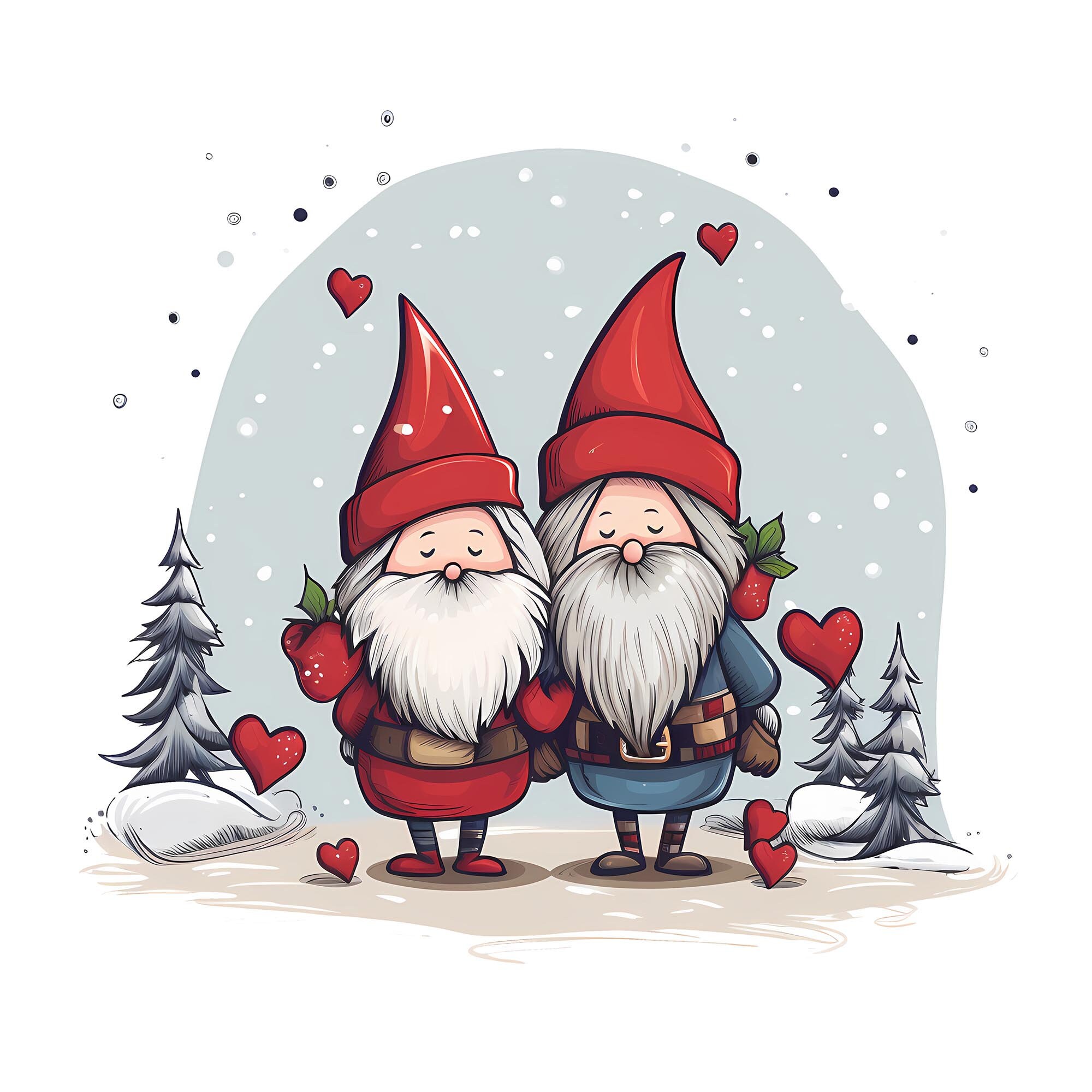 Christmas Gnome Couple Watercolor PNG Clipart Christmas Gnome - Etsy
