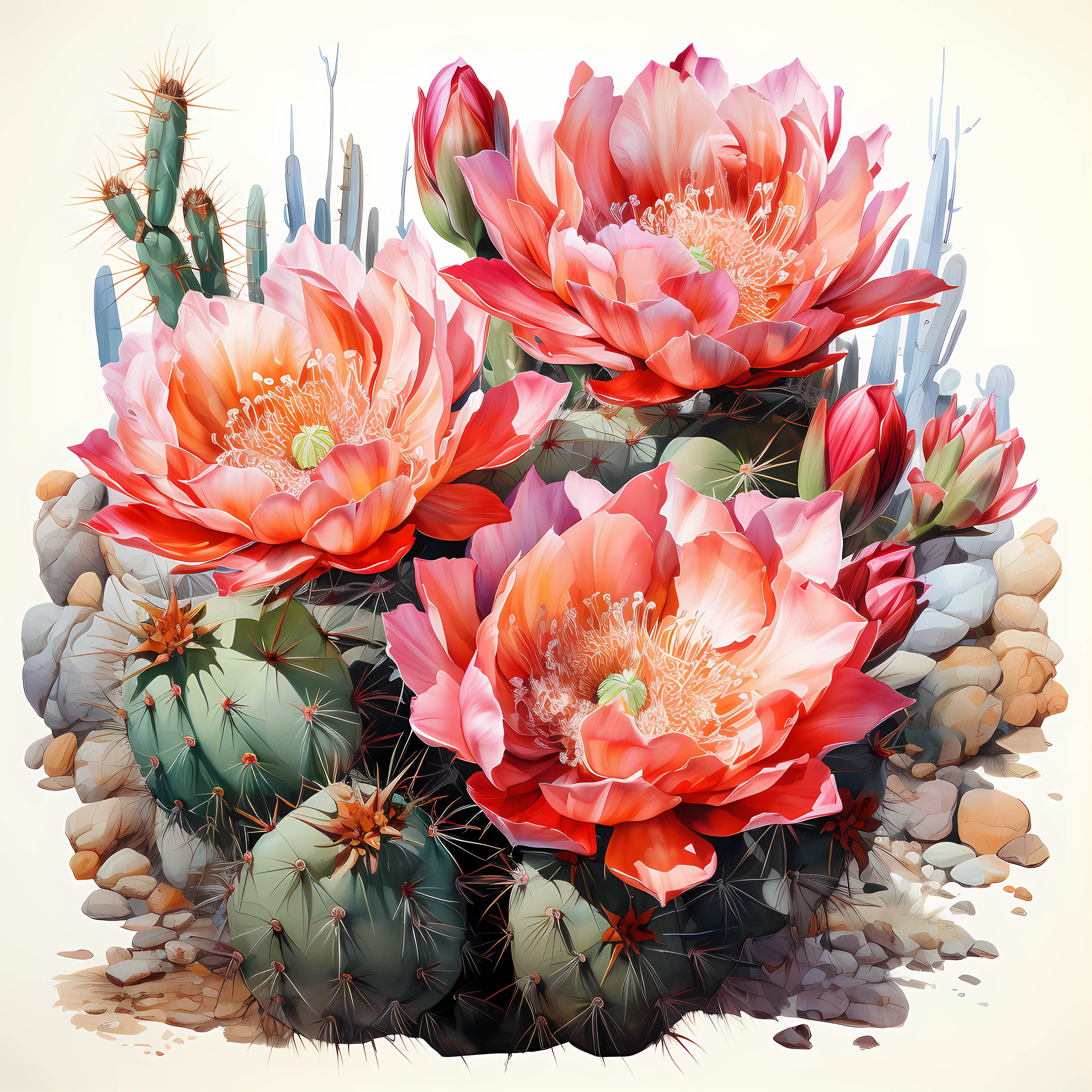 Cactus in Desert Watercolor Clipart Bundle, Watercolor Floral Clipart ...