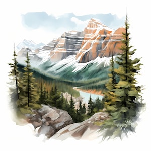 Banff National Park Watercolor Sketch Art Bundle, Banff National Park ...