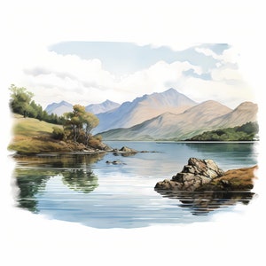 Loch Lomond and the Trossachs National Park Watercolor Sketch Art, Loch ...