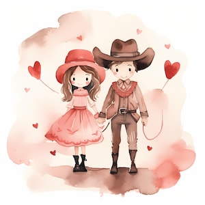 Watercolor Cowboy Kids Clipart, Western Cute Cowboy Kids Illustration ...