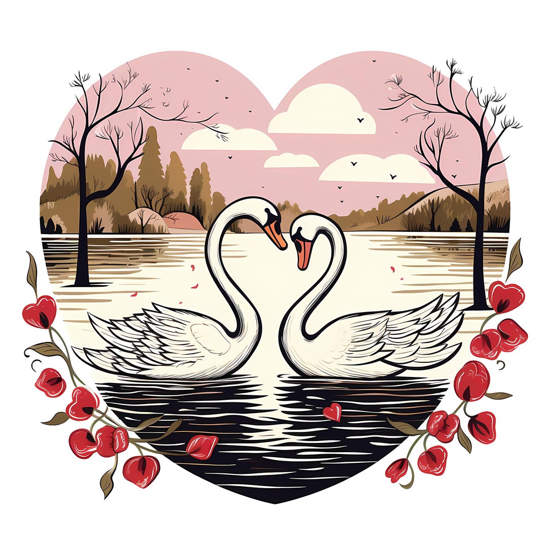 Happy Swans Watercolor PNG Clipart, Romantic Cards Swans Set, Love ...