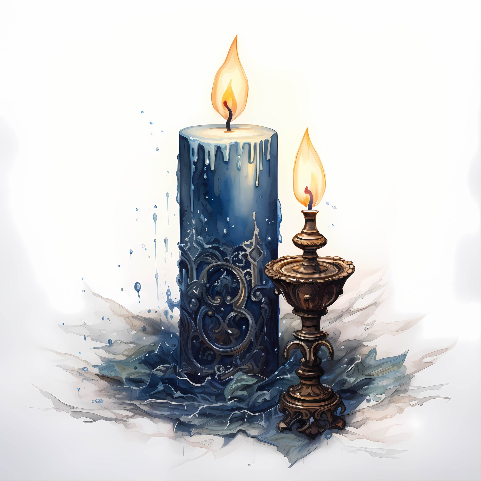 Ritual Candle Watercolor Clipart Bundle, Vintage Watercolor Candle ...