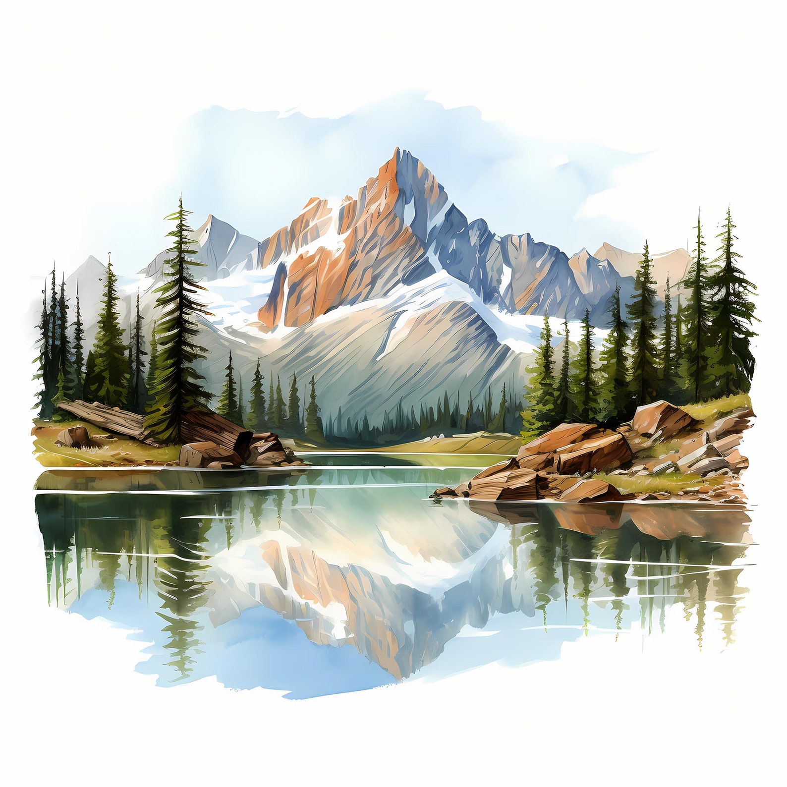 Jasper National Park Watercolor Sketch Art Bundle, Jasper National Park ...