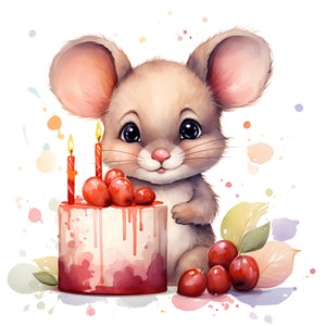 Cute Mouse With Birthday Cake PNG Clipart Bundle, Birthday Cake With ...