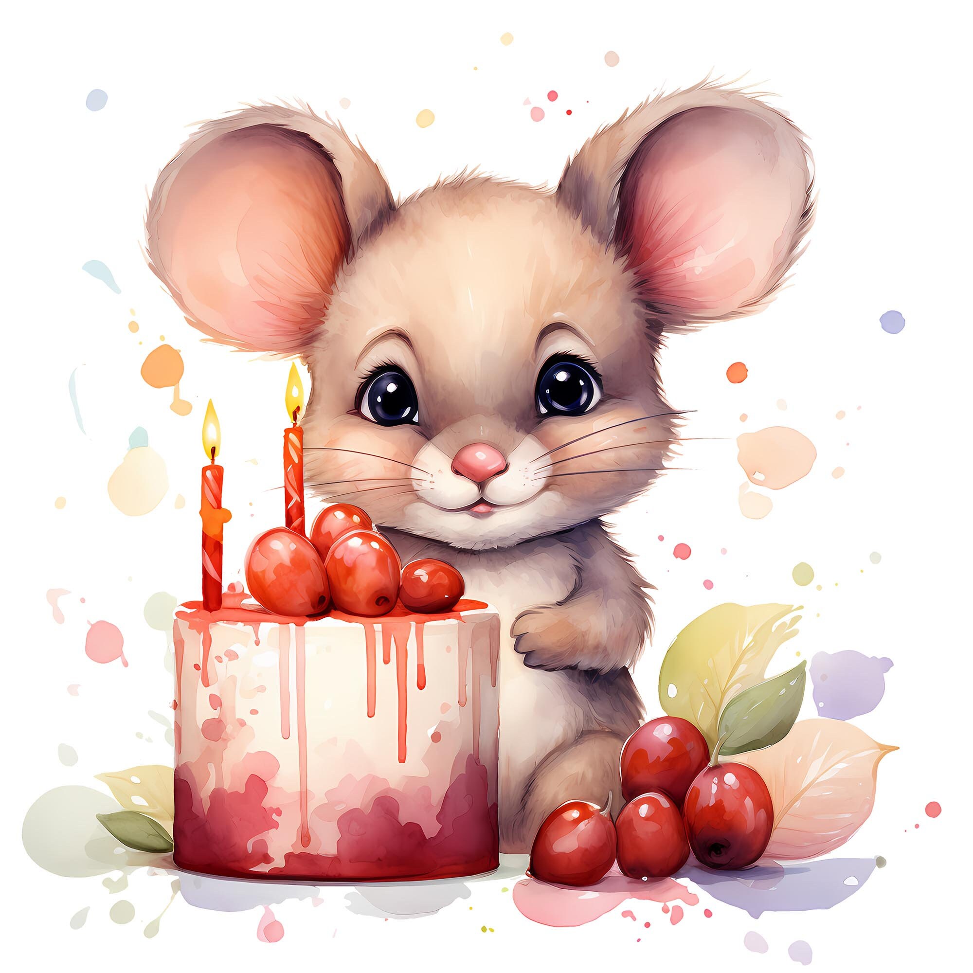 Cute Mouse With Birthday Cake PNG Clipart Bundle, Birthday Cake With ...