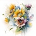 Sunflower Bouquet Watercolor Clipart, Watercolor Floral Clipart ...