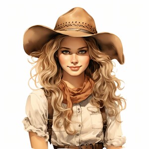 Vintage Cowgirl Wall Art Bundle, Retro Cowgirl Illustration Set ...