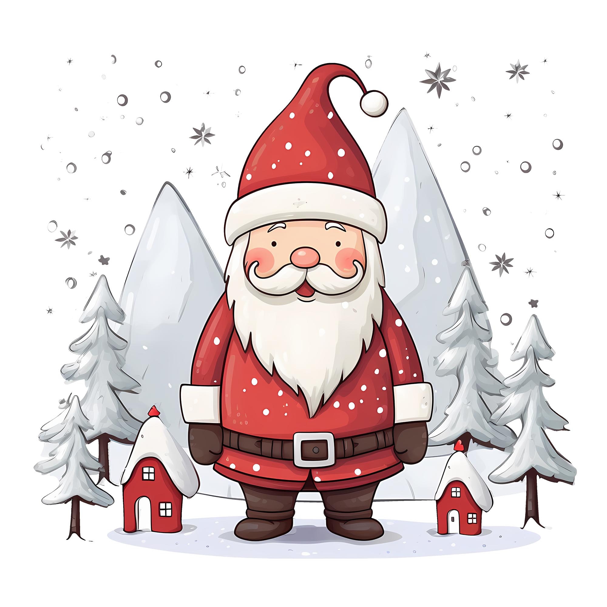 Watercolor Santa PNG Clipart Bundle Cute Santa Christmas - Etsy