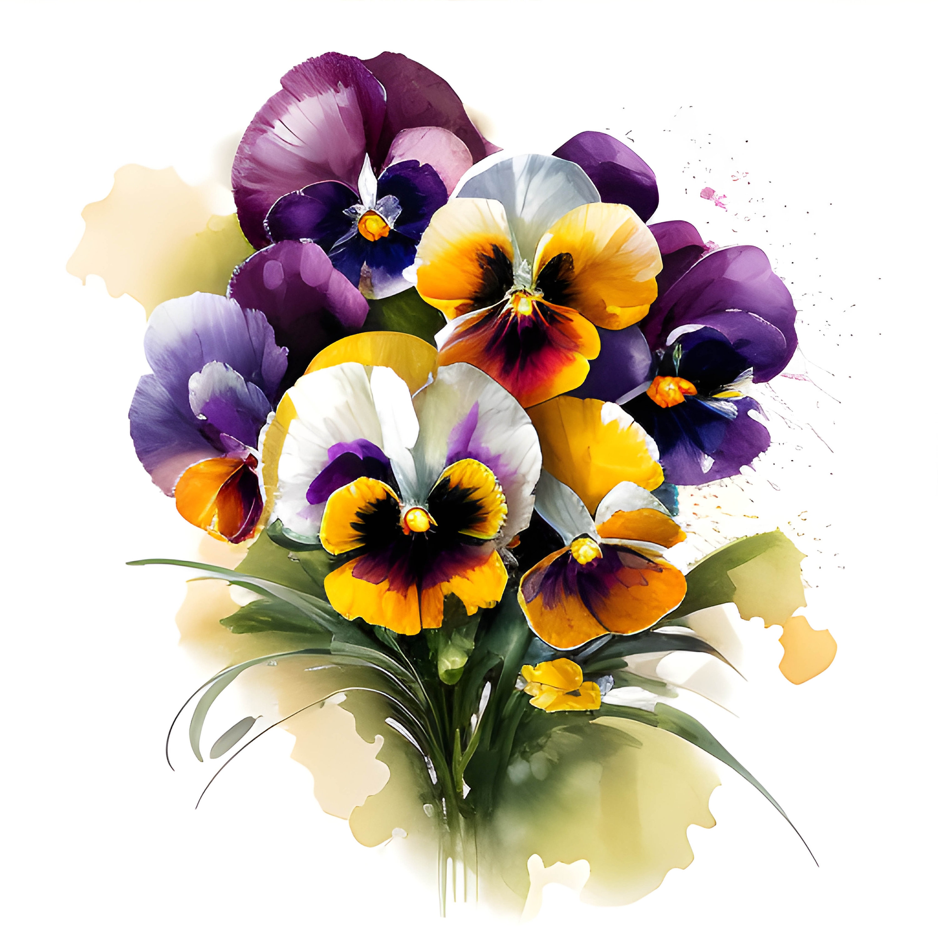 Pansy Watercolor Clipart Watercolor Floral Clipart Pansy - Etsy