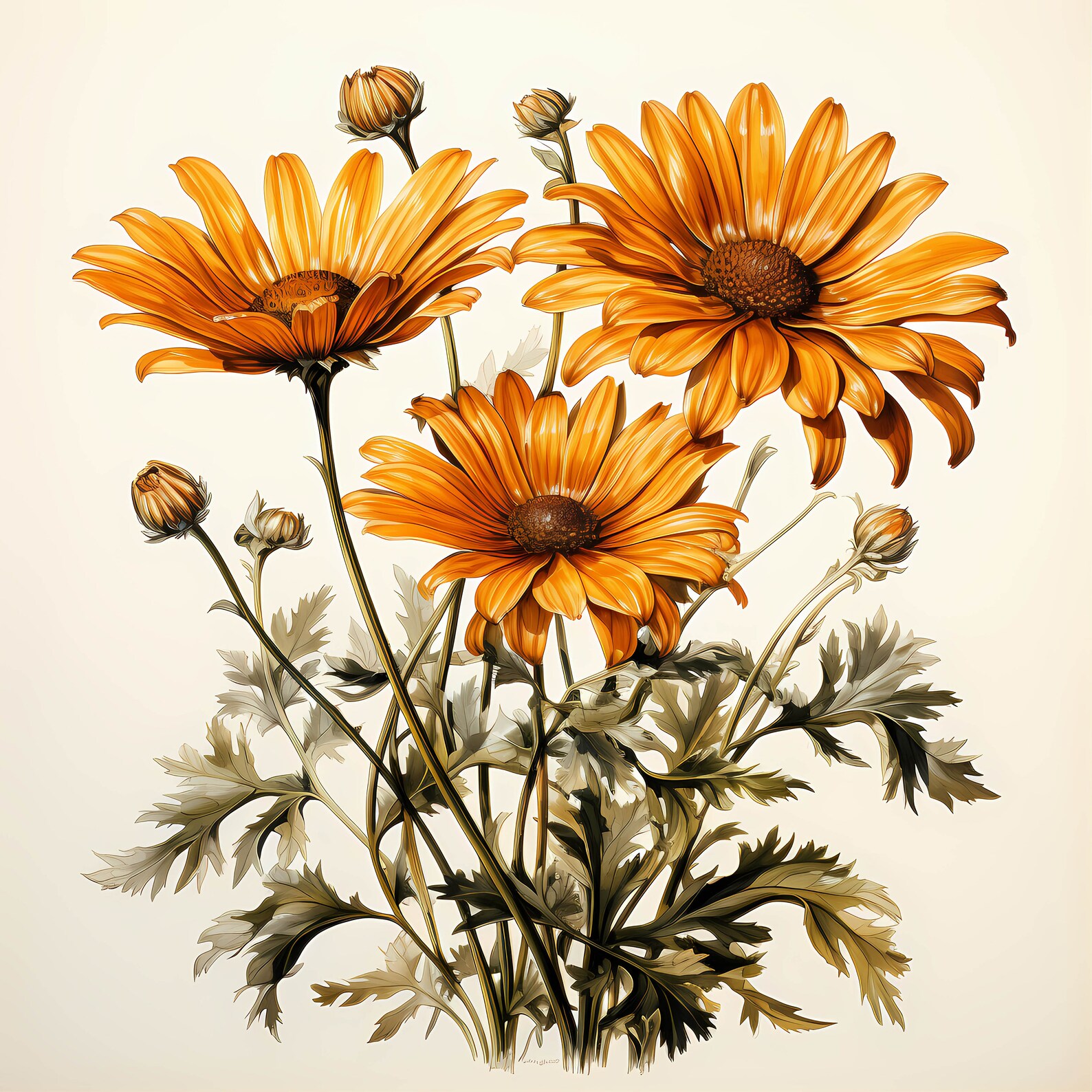 Colorful Daisy Watercolor Clipart, Floral Daisy Clipart, Colorful ...