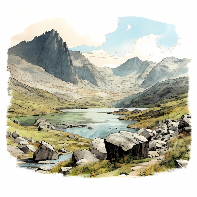 Snowdonia National Park Watercolor Sketch Snowdonia National - Etsy