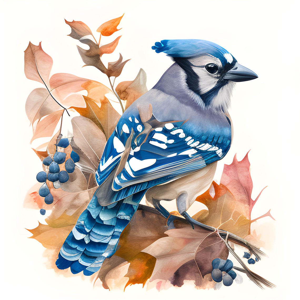 Watercolor Blue Jay Bird Clipart, Blue Jay Bird Set, Cute Colorful Bird ...
