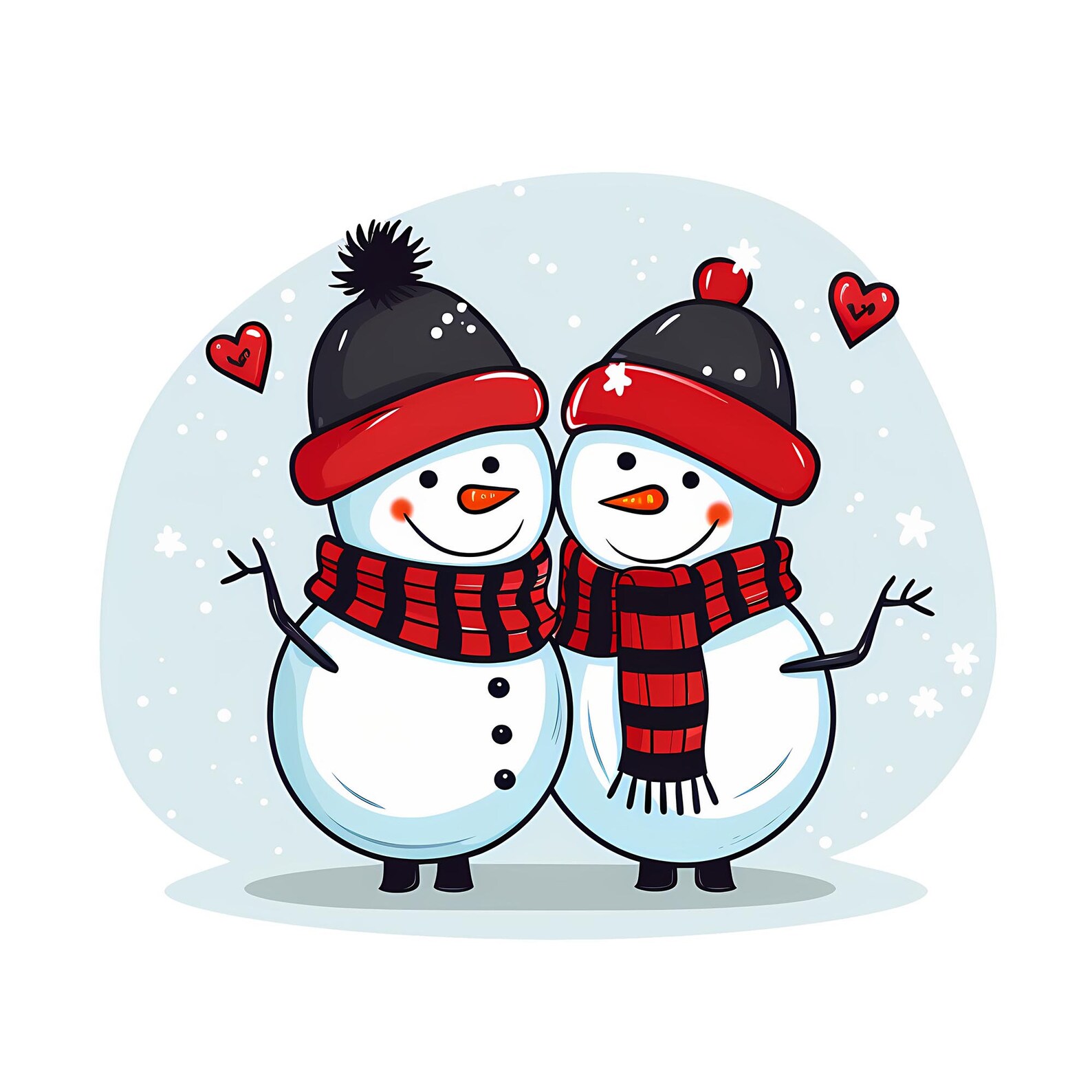 Happy Christmas Snowman PNG Couple Clipart, Cute Christmas Snowman ...