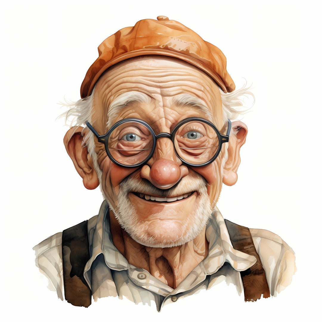 Cute Grandpa Clipart Bundle, Funny Grandpa Cartoon Family Illustration ...