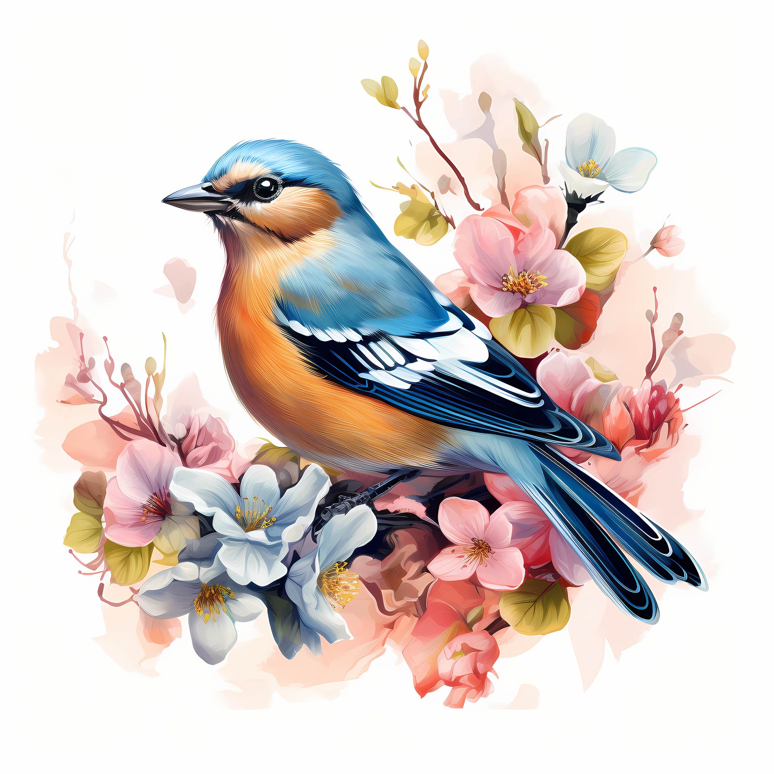 Chaffinch Watercolor Clipart Bundle, Bird Drawings (digital Download ...