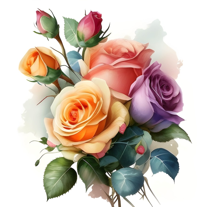 Rose Watercolor Clipart, Watercolor Floral Bundle, Rose Clipart, Pink ...
