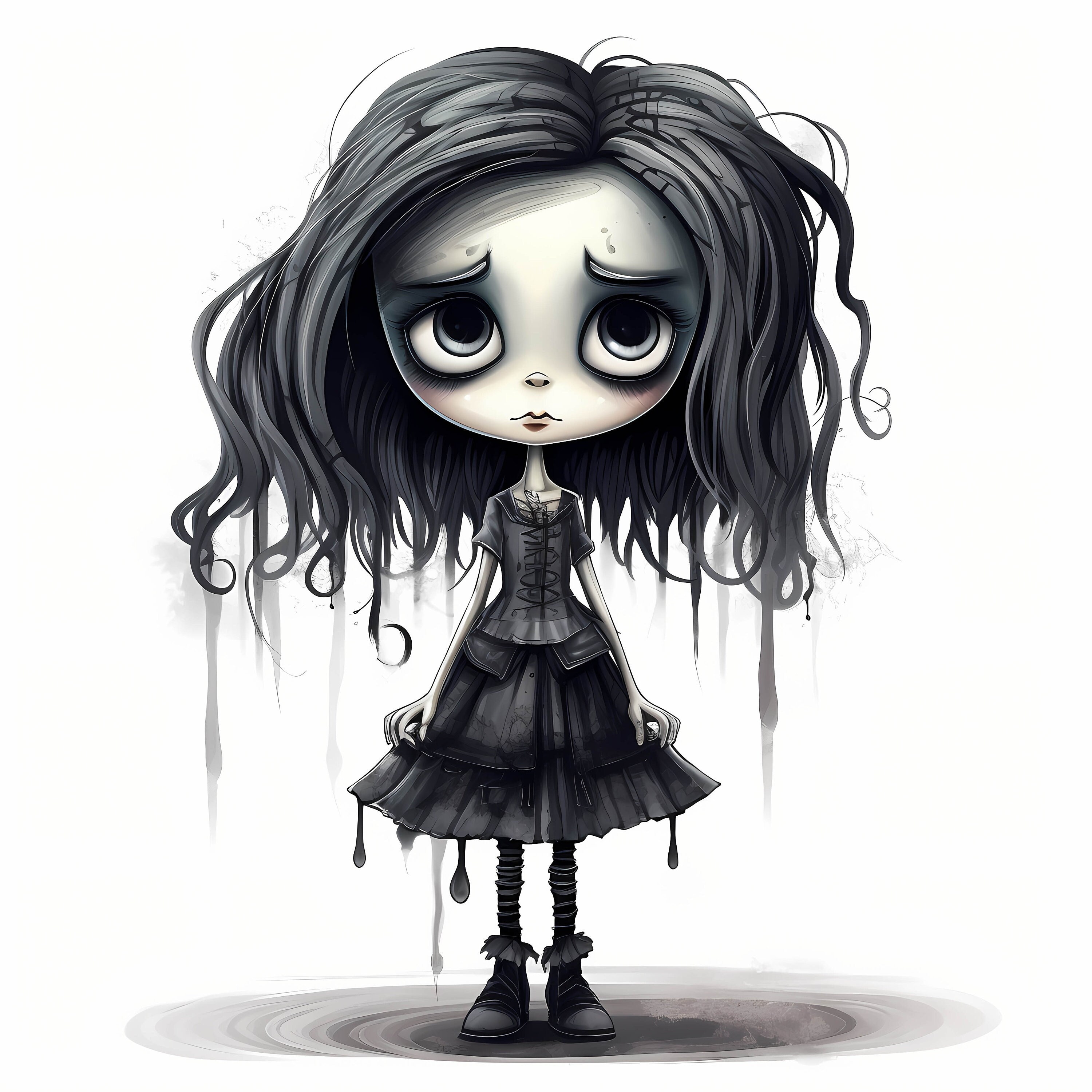 Halloween Gothic Doll Watercolor Clipart Bundle, Halloween Gothic Doll ...