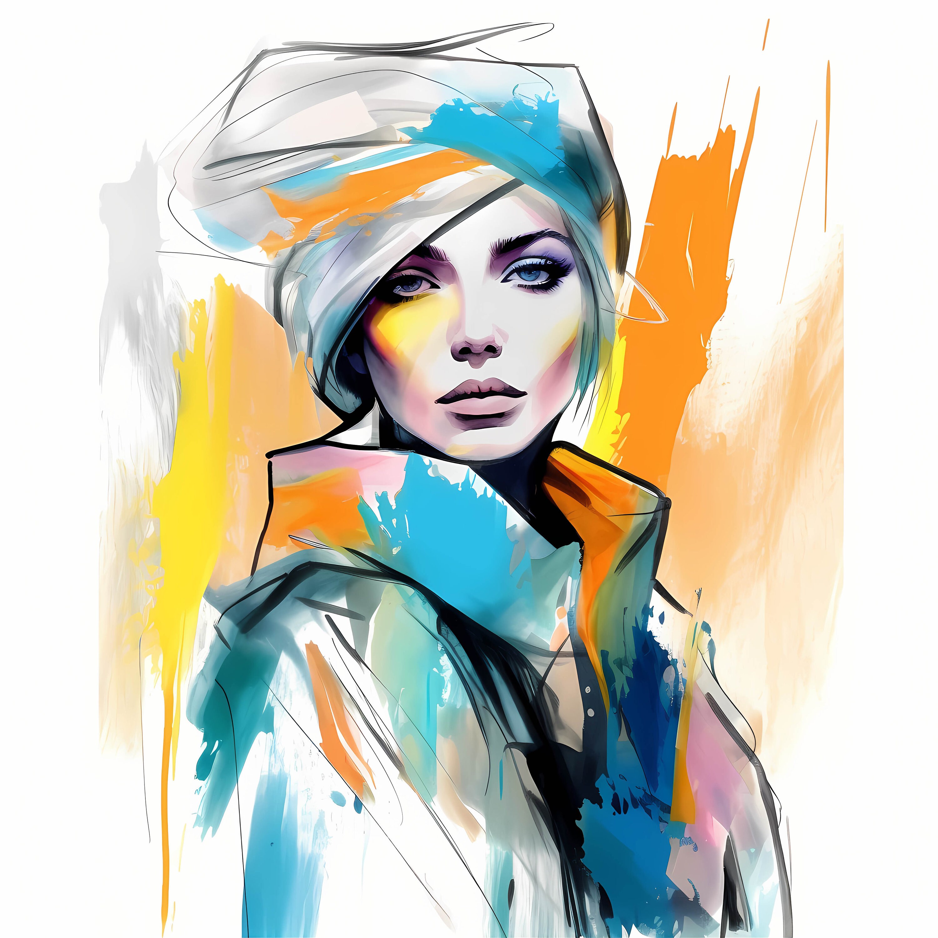 Watercolor Vibrant Fashion Girl Clipart, Modern Street Fashion Girl ...