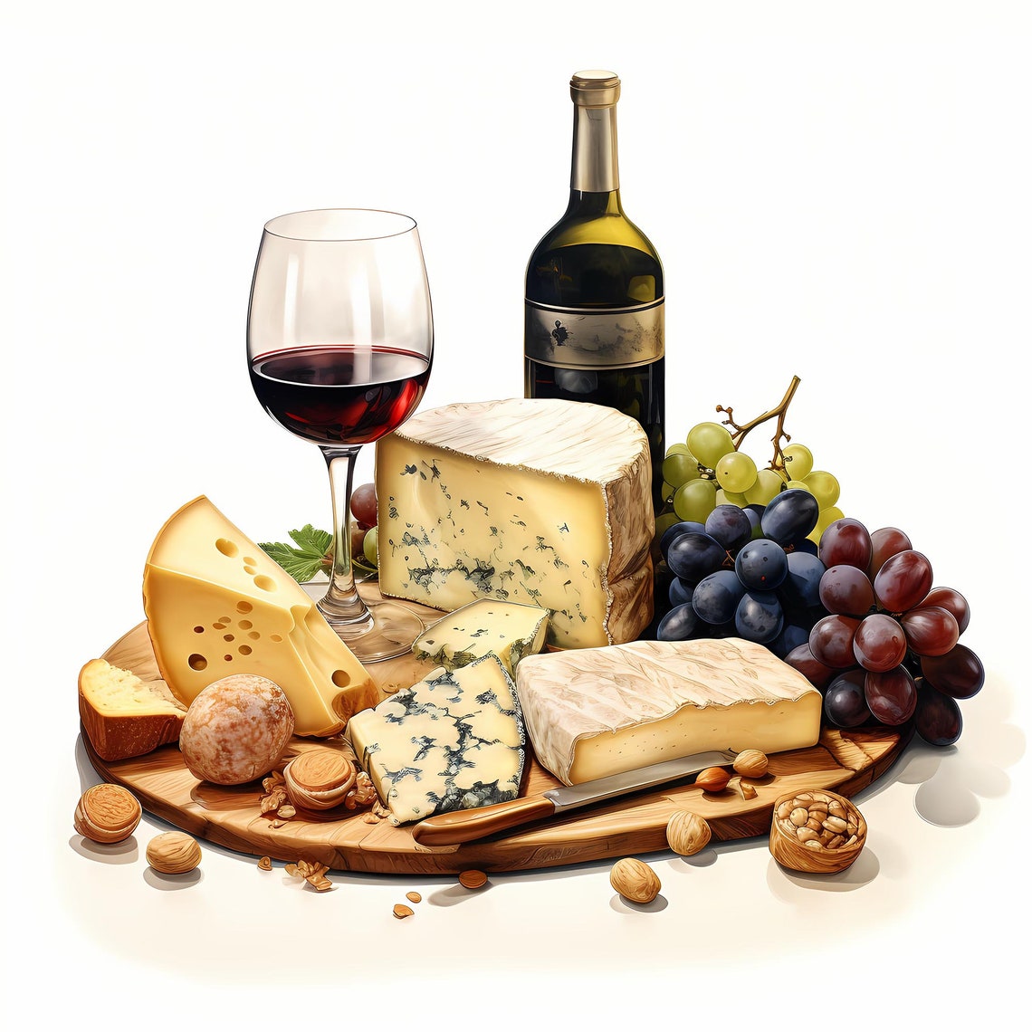 Wine and Cheese Sketch Clipart Bundle Romantic Wine and - Etsy