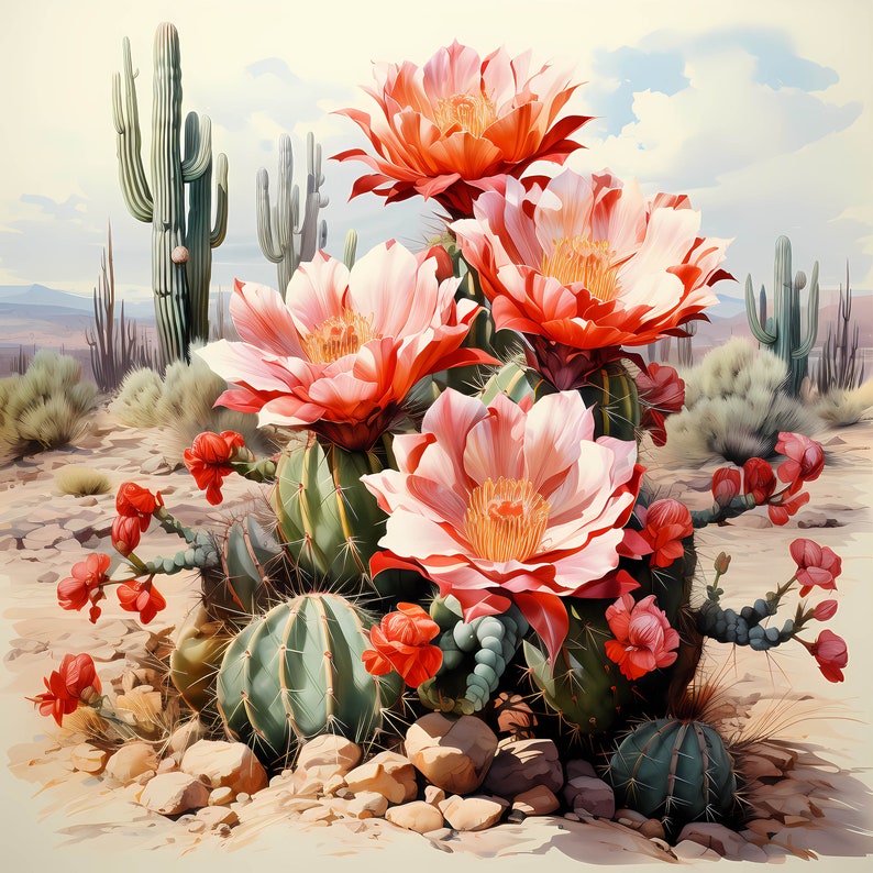 Cactus in Desert Watercolor Clipart Bundle, Watercolor Floral Clipart ...