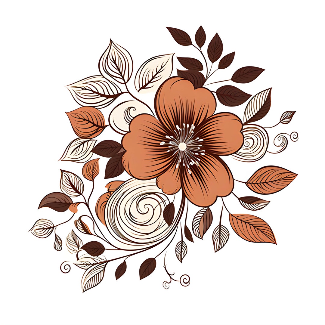 Watercolor Boho Simple Flowers, Bohemian Flowers Beige Bouquet Clipart ...