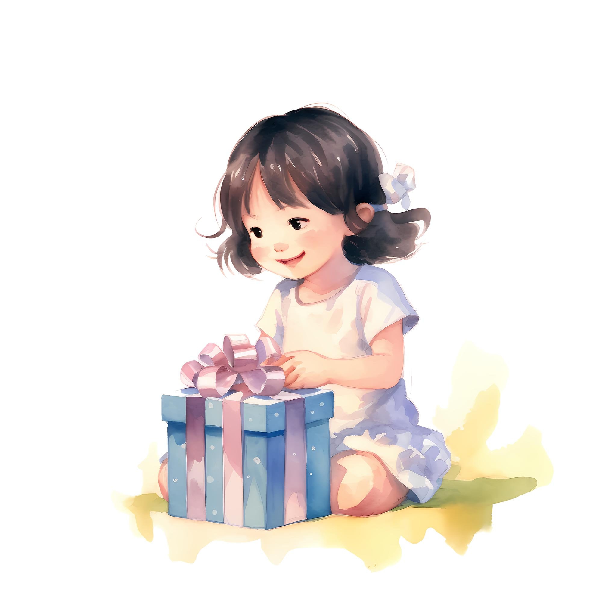 Cute Kid Open Birthday Gift PNG Clipart Bundle, Kid With Birthday Gift ...