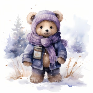 Adorable Teddy Bear Watercolor Clipart Bundle, Cute Teddy Bear ...