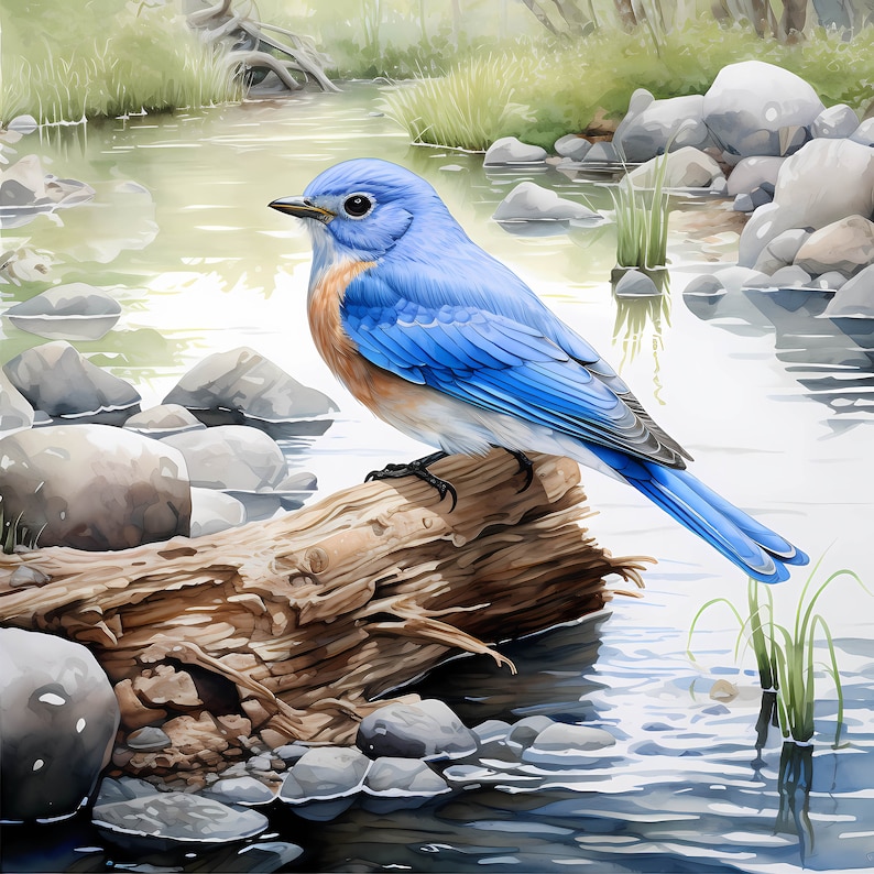 Bluebird Watercolor Clipart Bundle, Cute Colorful Bluebird Set, Nursery ...