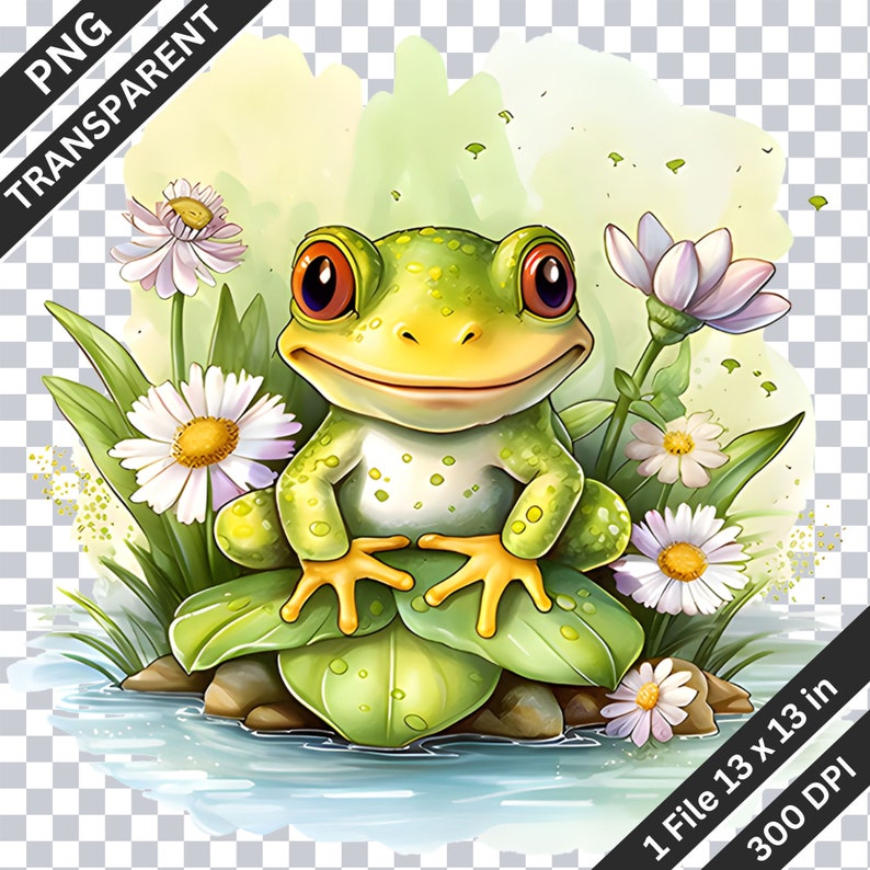 Cute Frog Watercolor Clipart, Watercolor Baby Animal Clipart ...