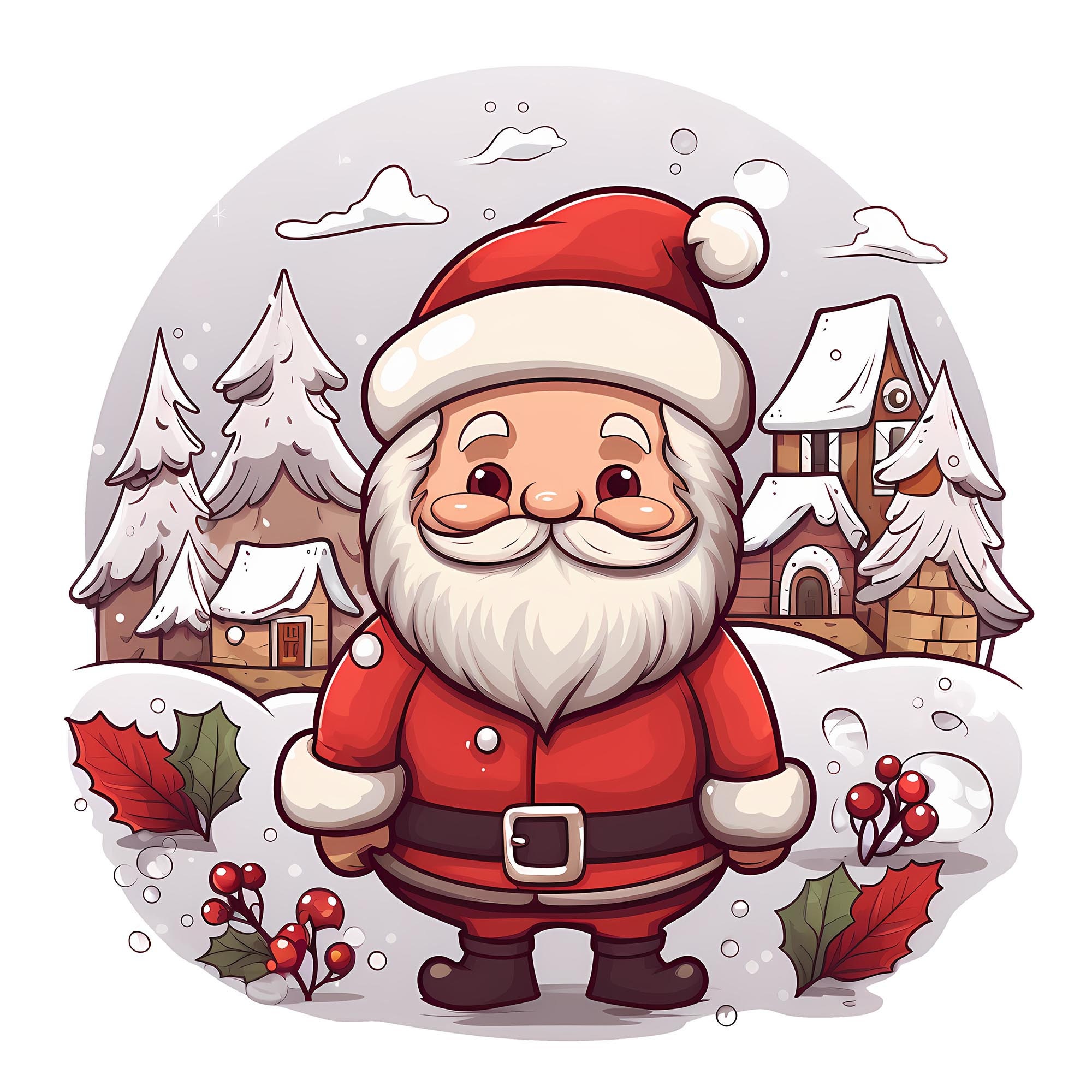 Watercolor Santa PNG Clipart Bundle, Cute Santa Christmas Watercolor ...