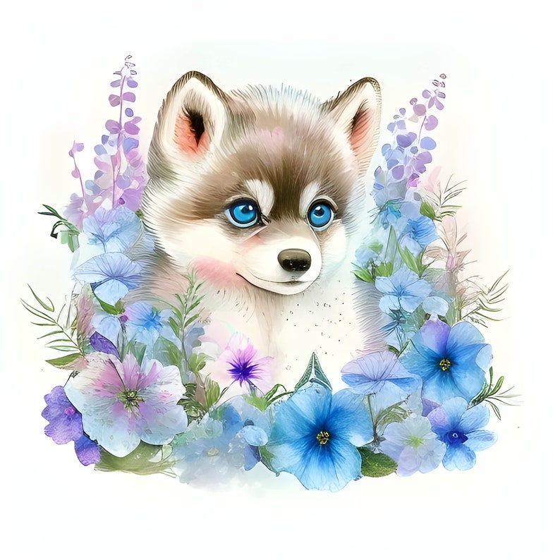 Cute Baby Wolf Watercolor Clipart Bundle, Funny Wolf Clipart ...