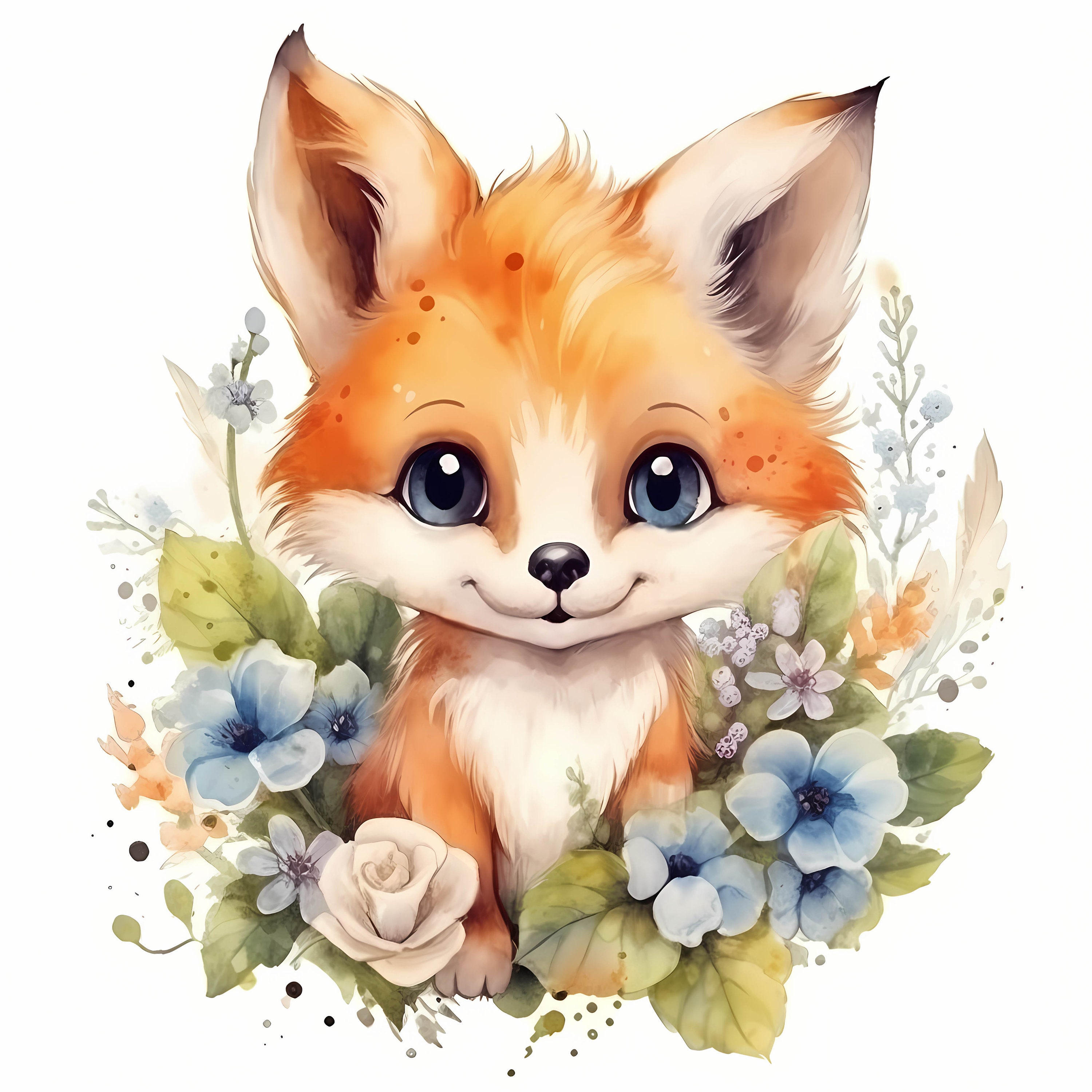Cute Baby Fox Watercolor Clipart Bundle Funny Fox Clipart - Etsy