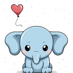 Cute Blue Elephant Watercolor PNG Clipart, Blue Elephant Birthday ...