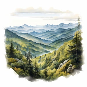 Great Smoky Mountains National Park Watercolor Sketch Art Bundle ...