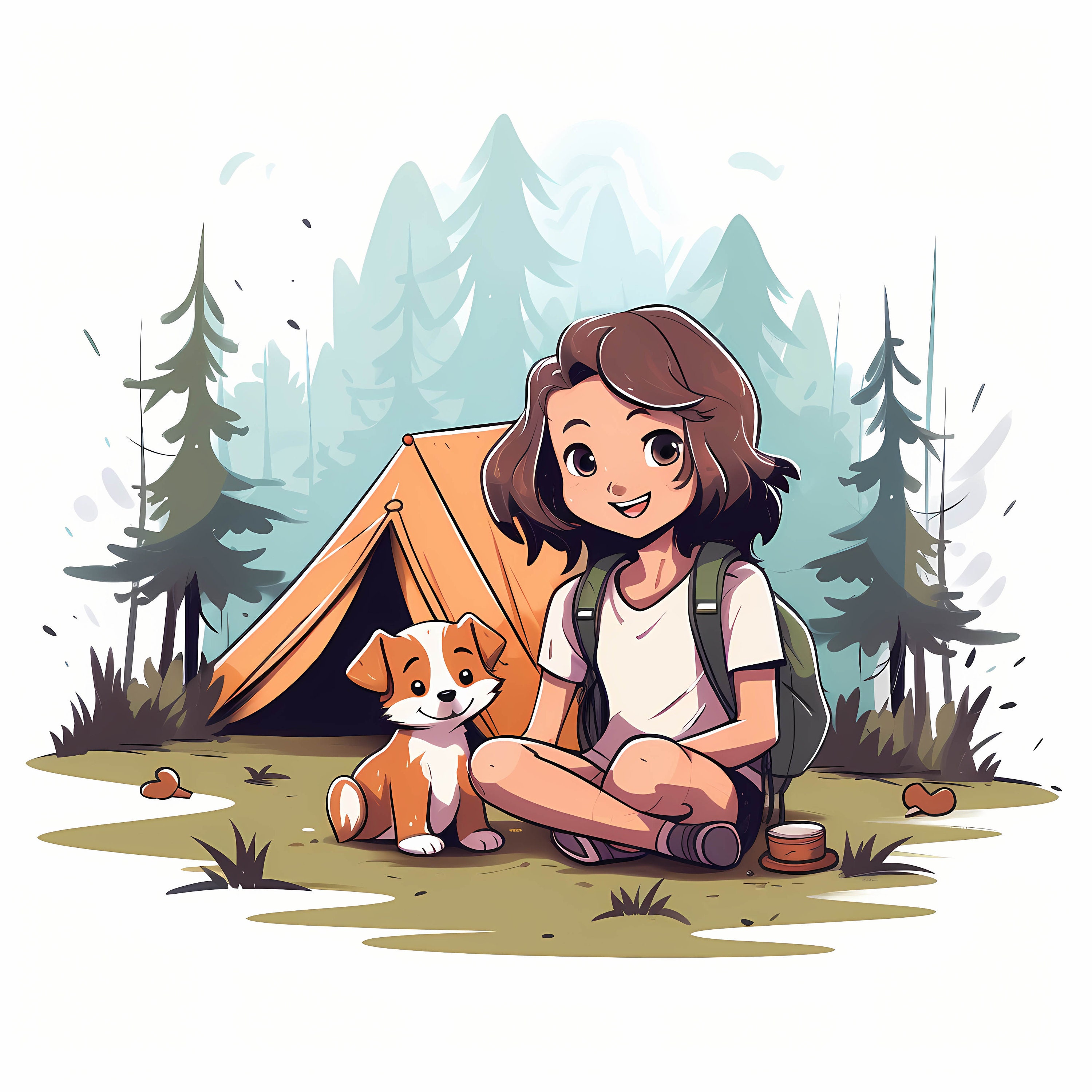 Camping Picnic Drawing Clipart Bundle Person Camping With - Etsy