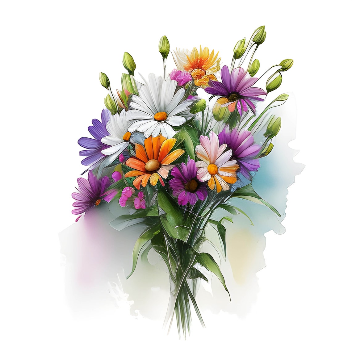 Daisy Watercolor Clipart Watercolor Floral Clipart Daisy - Etsy