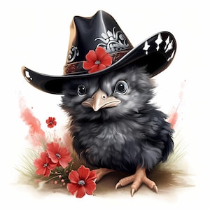 Cute Cowboy Chicken Illustration Bundle, Cowboy Chicken Printable ...