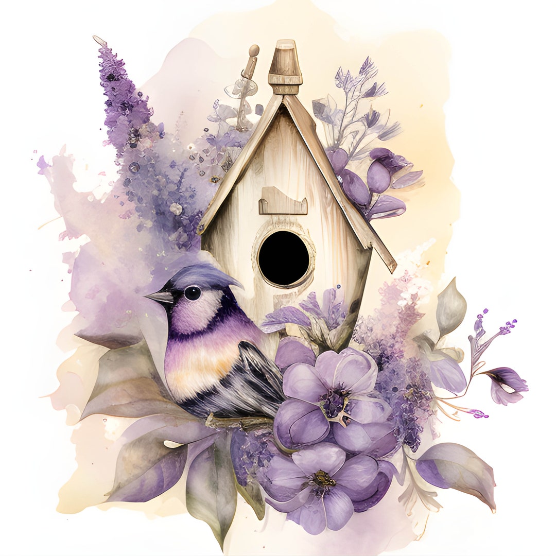 Watercolor Bird Houses Clipart, Springtime Cute Colorful Birdhouses ...