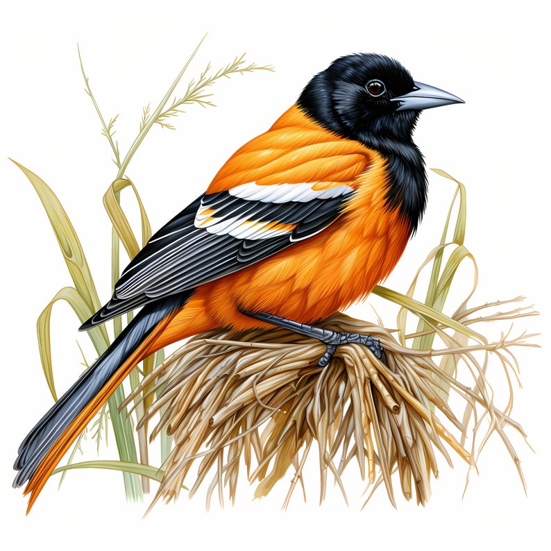 Baltimore Oriole Watercolor Clipart Bundle, Colorful Baltimore Oriole ...