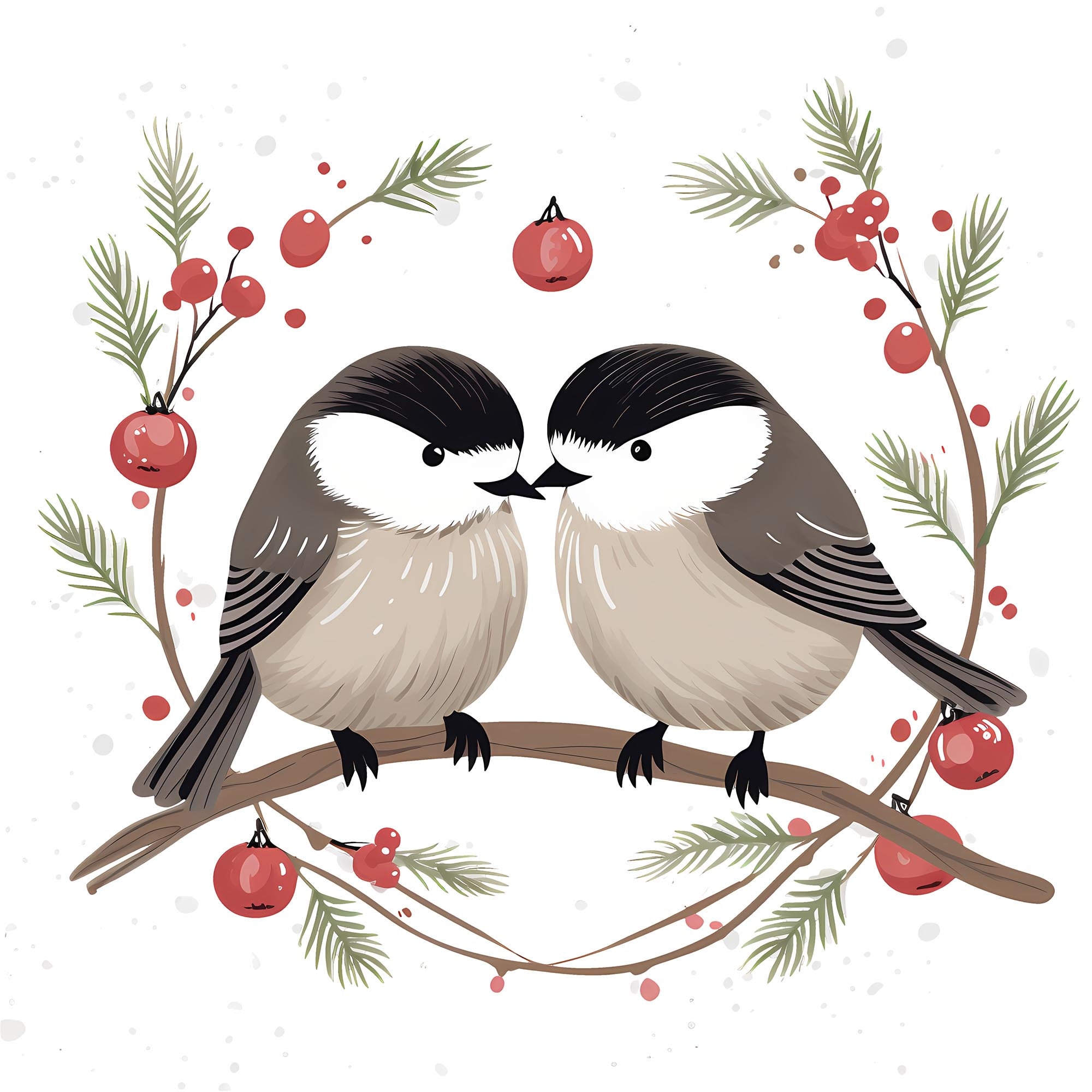 Happy Chickadee PNG Clipart Bundle, Christmas Cards Chickadee Set ...