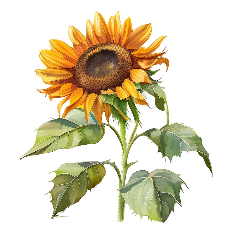 Sunflower Watercolor Clipart, Watercolor Floral Clipart, Sunflower ...